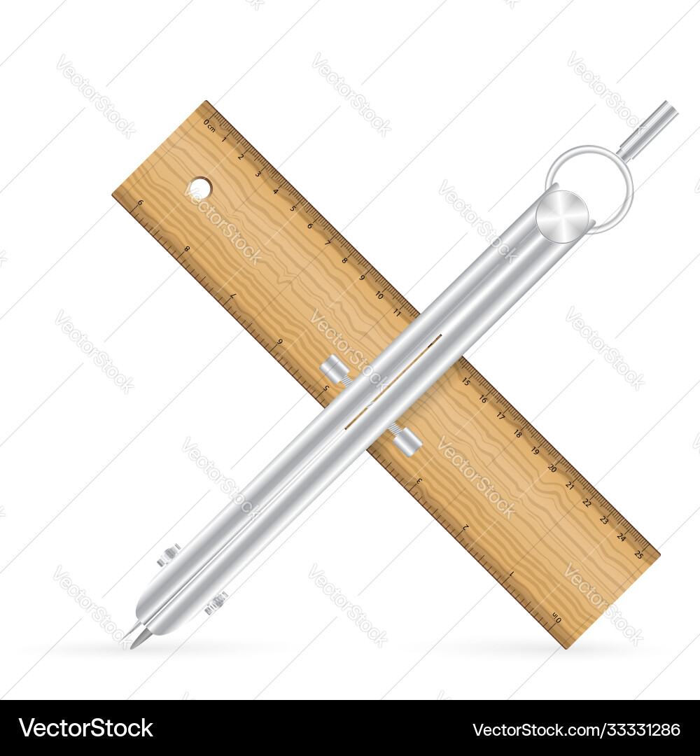 Ruler and drawing compass icon Royalty Free Vector Image