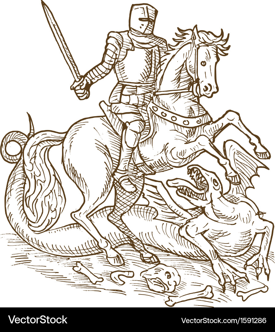 Saint George knight and the dragon Royalty Free Vector Image