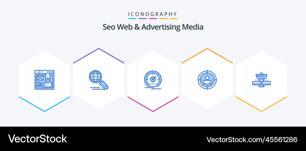 Seo web and advertising media 25 blue icon pack Vector Image