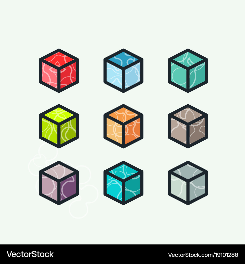 Set of minimal geometric multicolor symbol Vector Image