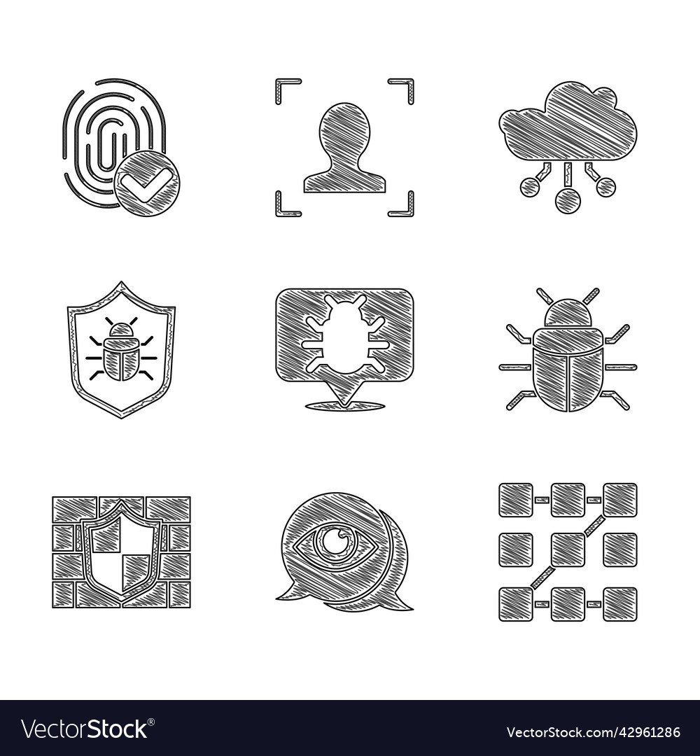 Set system bug eye scan graphic password Vector Image Set system bug eye scan graphic password Vector Image