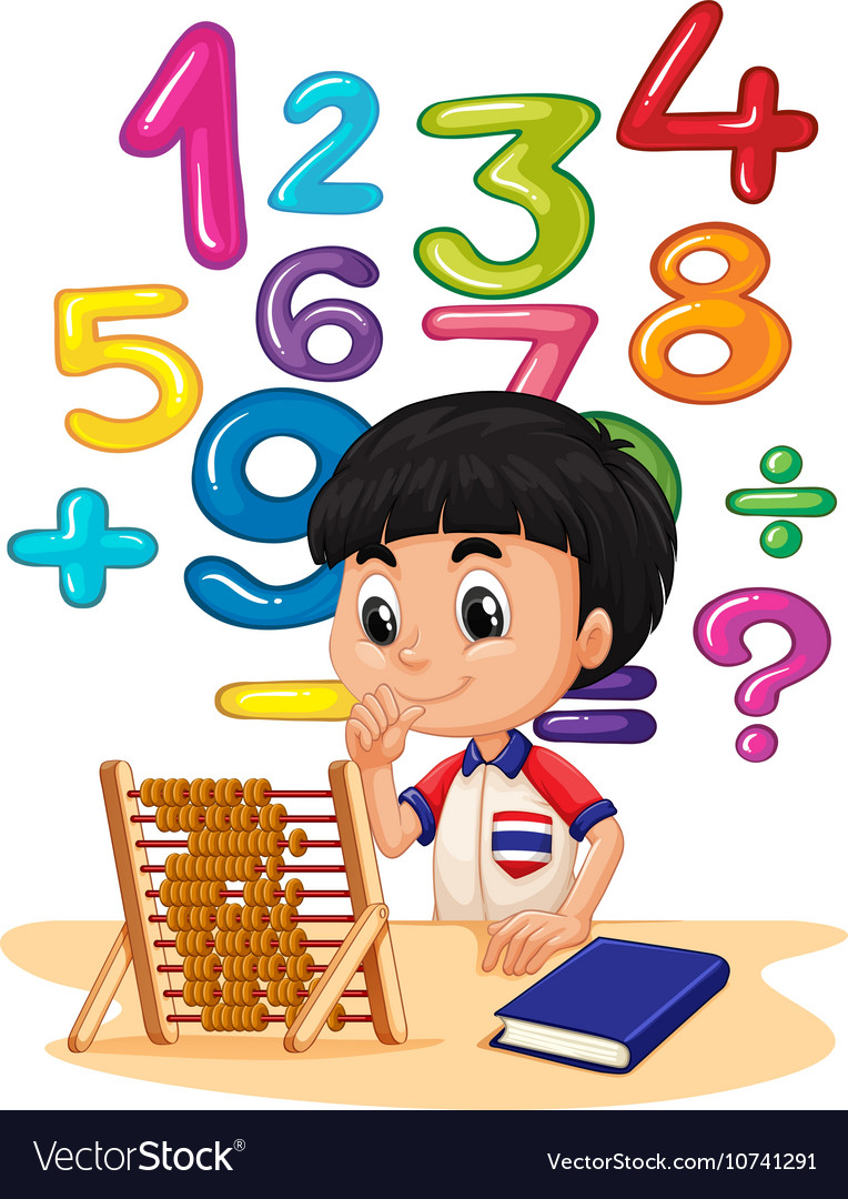 Boy doing math with abacus Royalty Free Vector Image