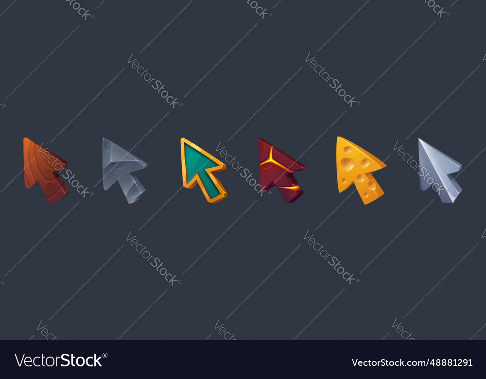 Cursor pointers for game user interface Royalty Free Vector