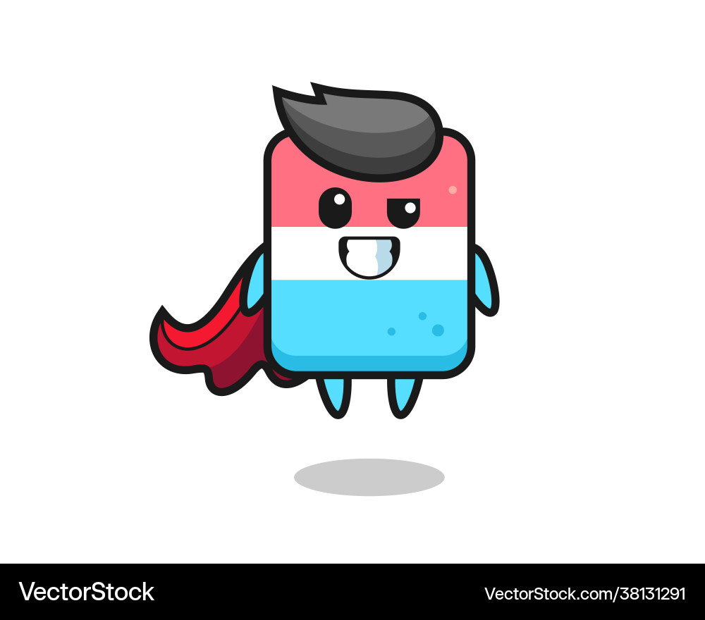 Cute eraser character as a flying superhero Vector Image