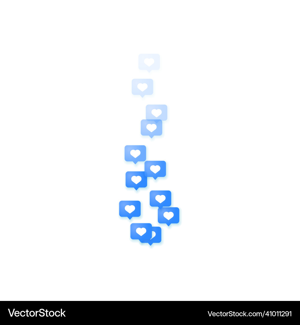 Flying hearts in a blue bubble isolated on white Vector Image