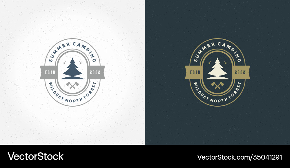 Forest camping logo emblem summer vacation Vector Image