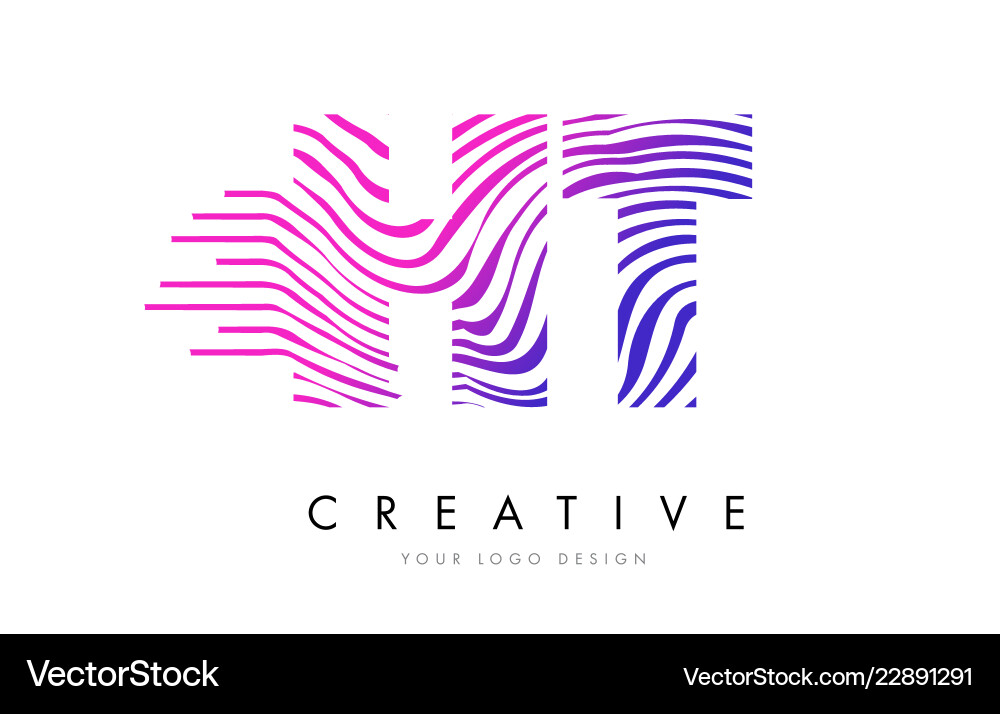 Ht h t zebra lines letter logo design Royalty Free Vector