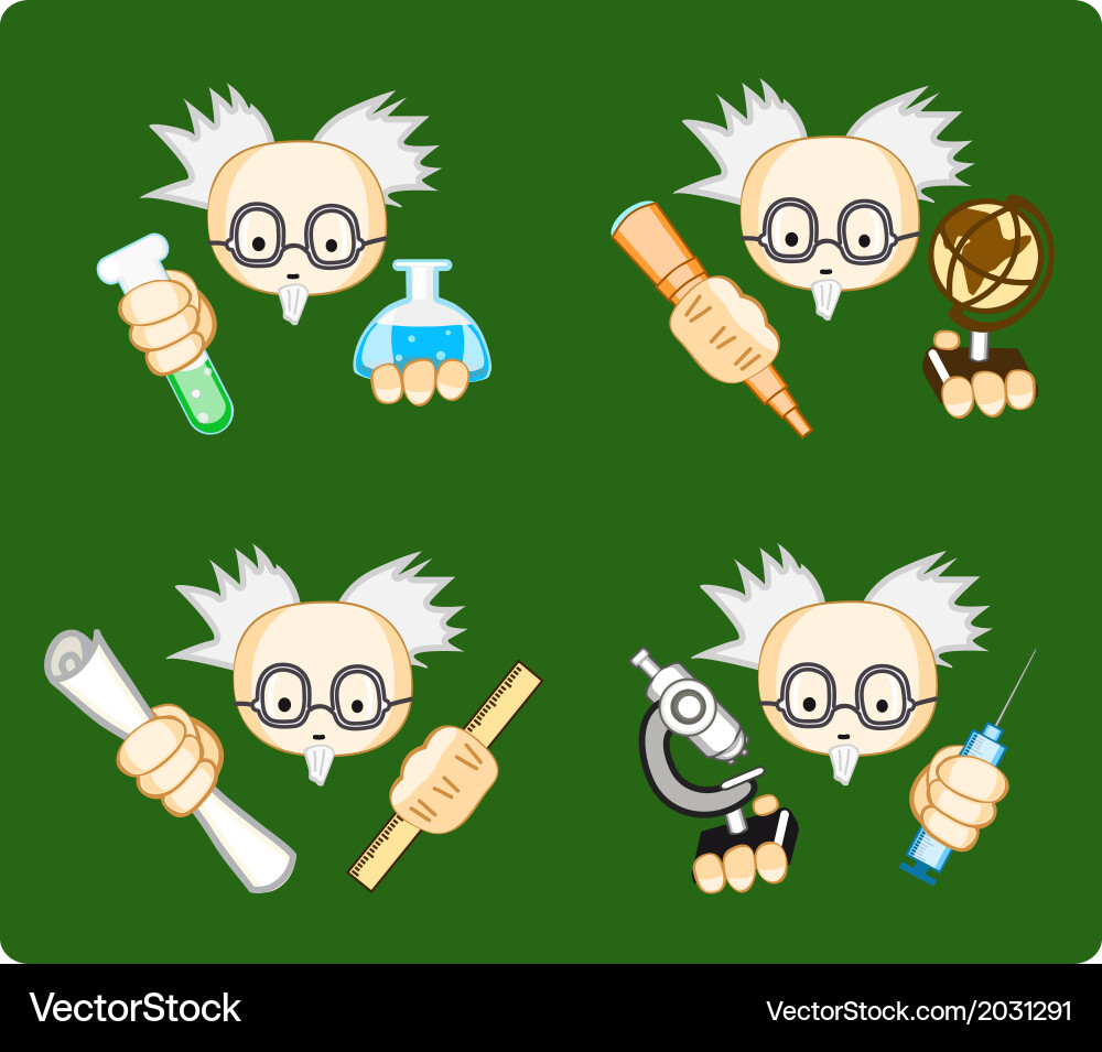 Icons of scientists with tools Royalty Free Vector Image