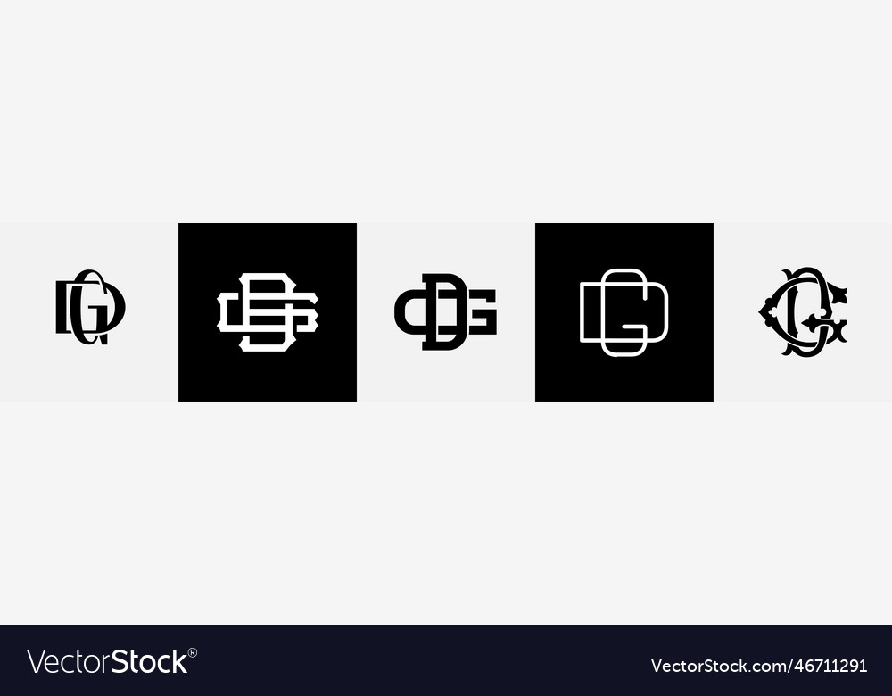 Initial letters dg monogram logo design bundle Vector Image