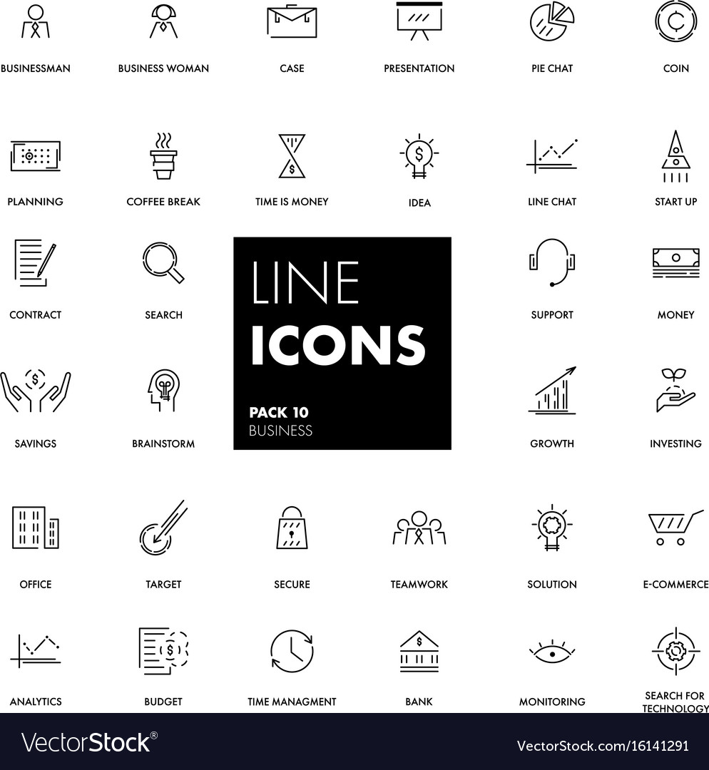 Line icons set business Royalty Free Vector Image