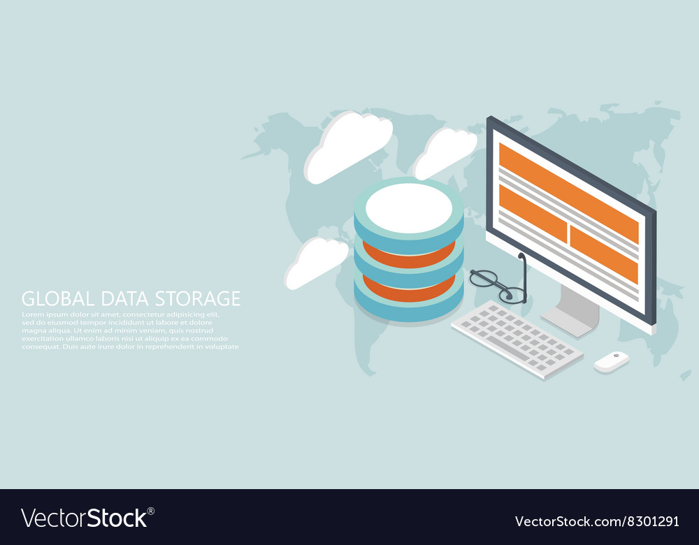 Modern flat isometric global data Royalty Free Vector Image