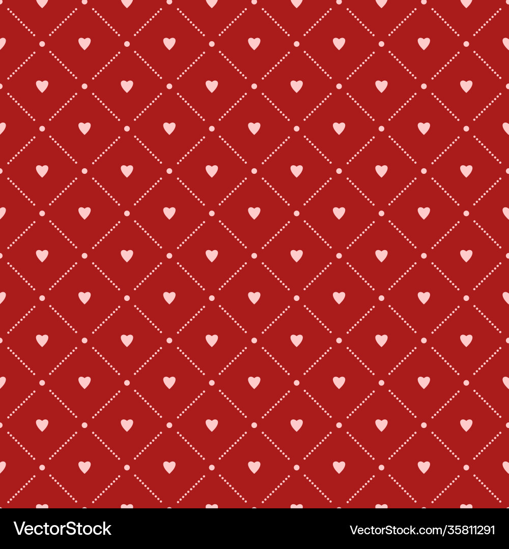 Seamless pattern grid hearts pink Royalty Free Vector Image