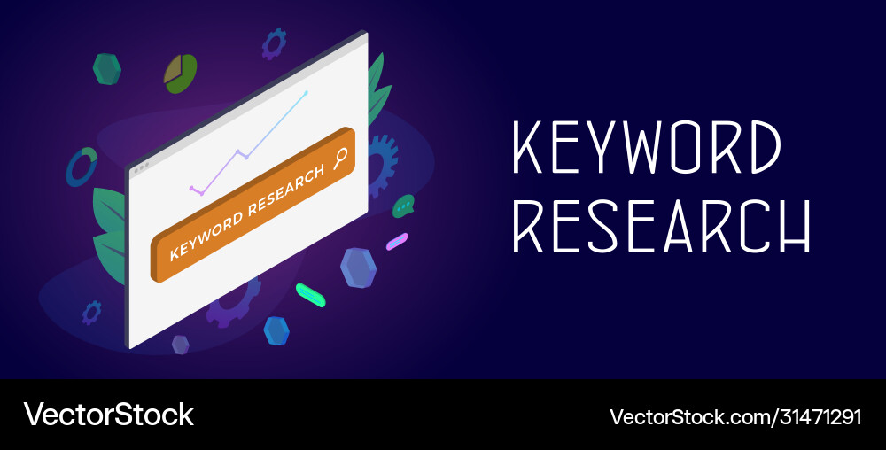 Seo keyword research banner concept Royalty Free Vector