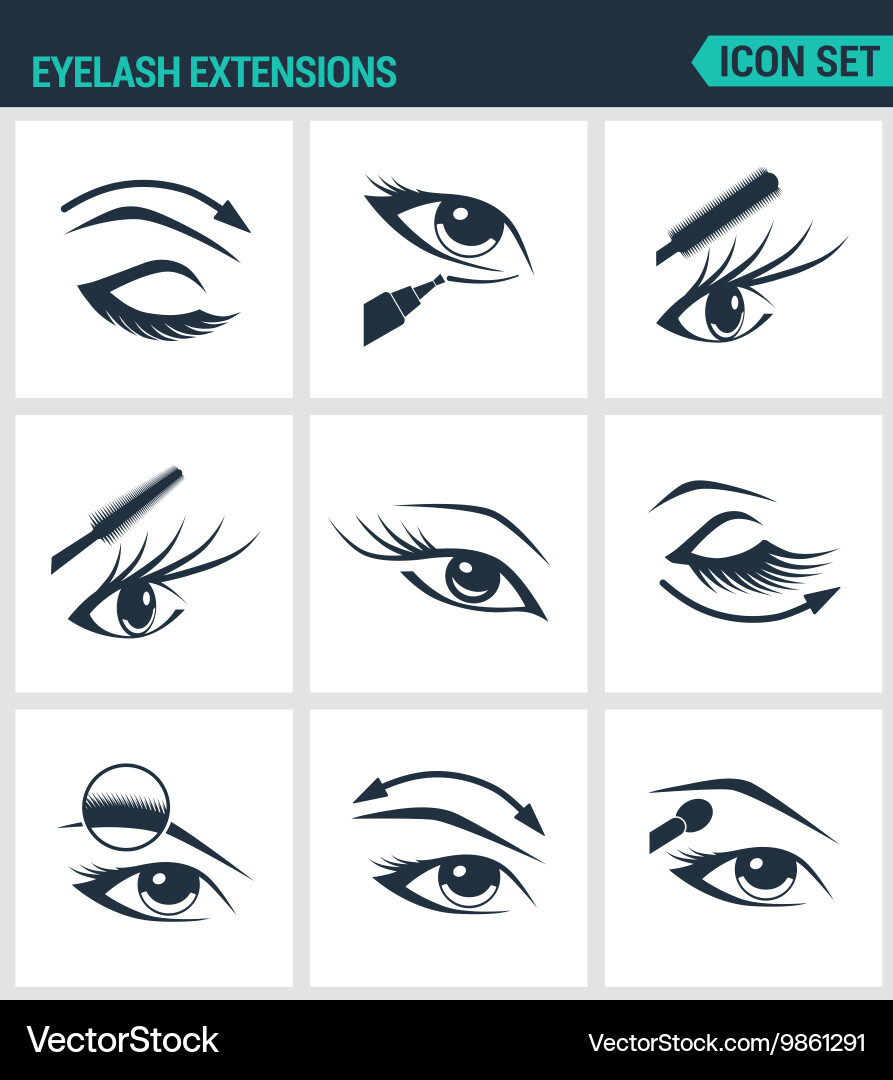 Set of modern icons Eyelash extensions Royalty Free Vector