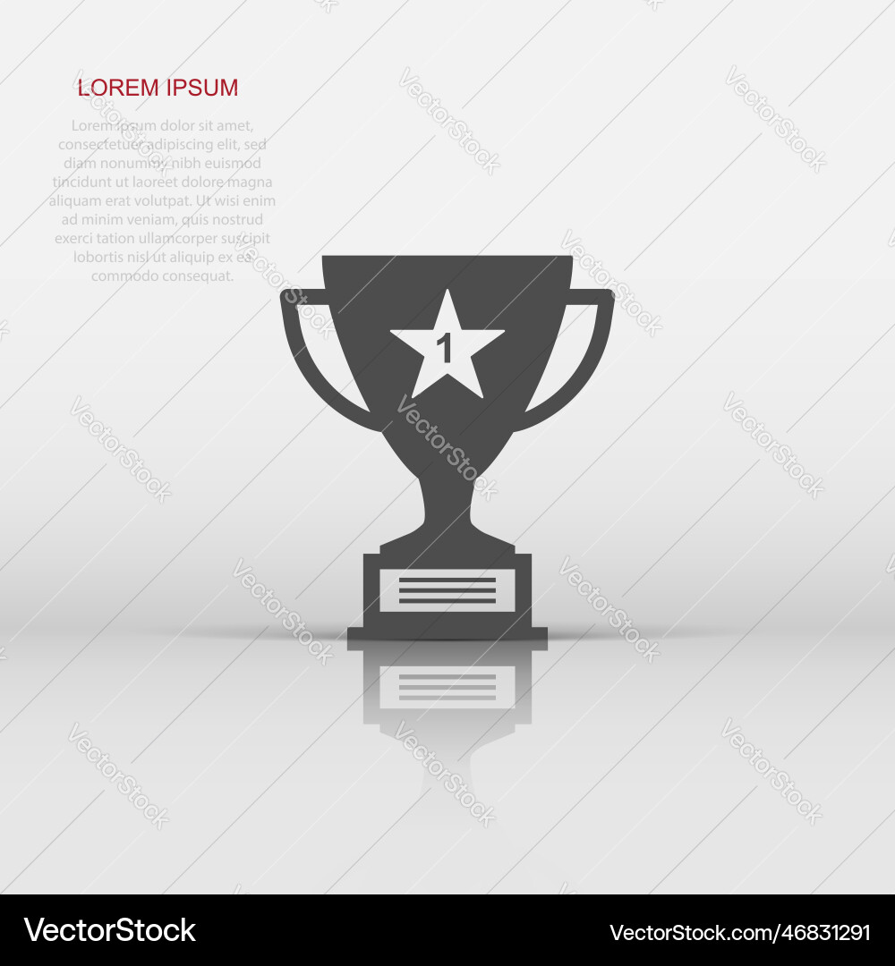 Trophy cup icon in flat style winner sign Vector Image