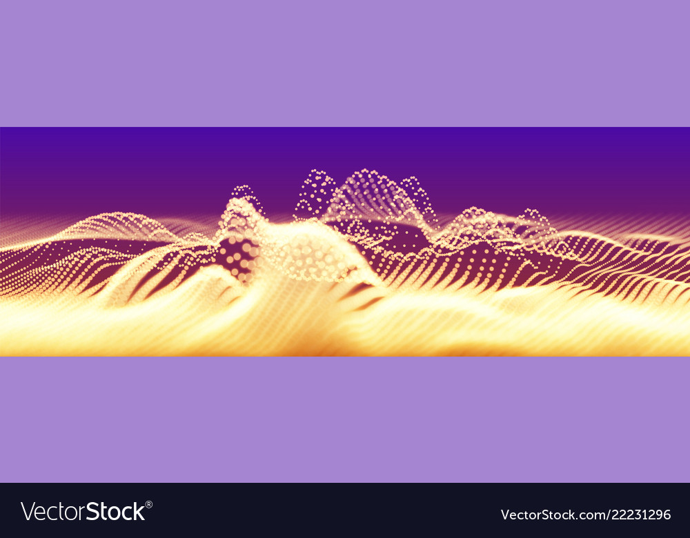Abstract golden particle wave points array Vector Image