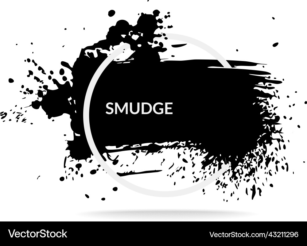 Artistic ink blot black paint smudge stain Vector Image