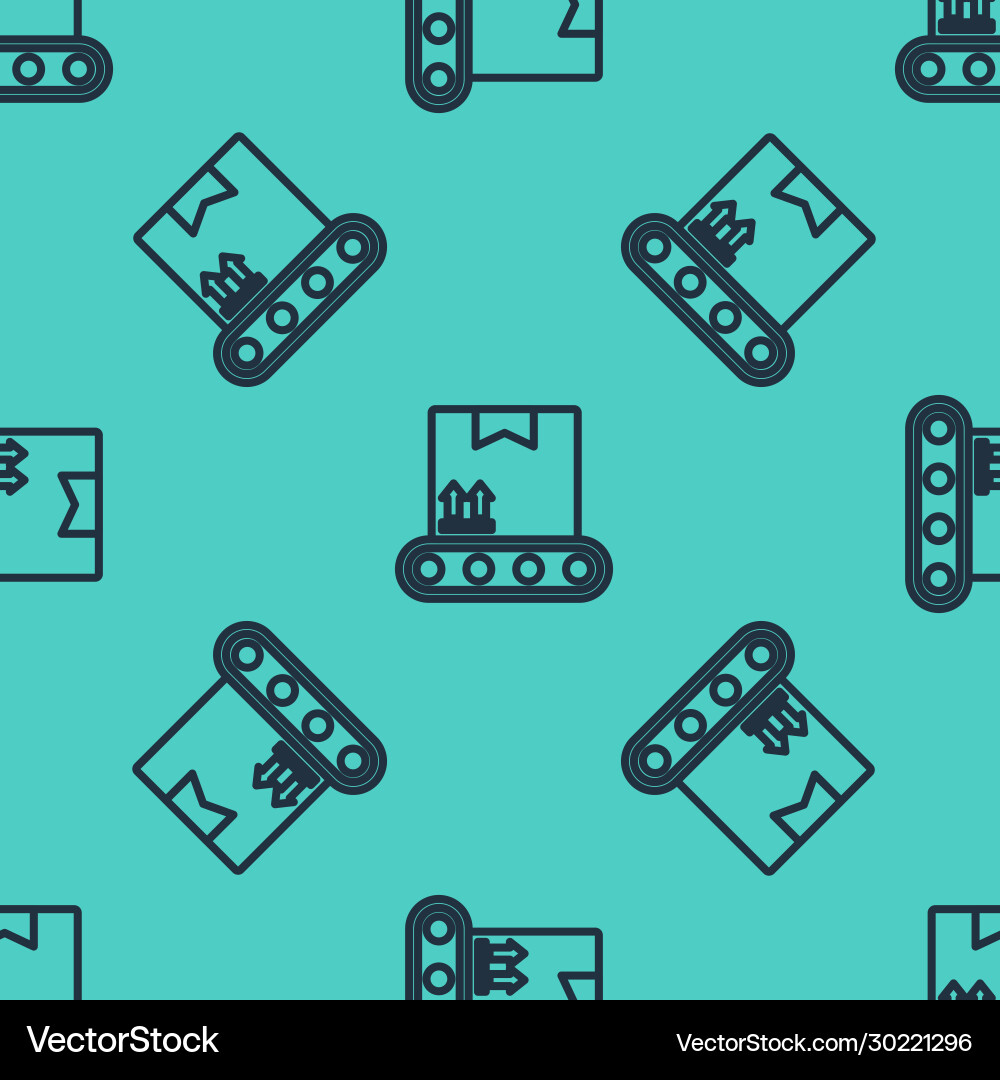 Black line conveyor belt with cardboard box icon Vector Image