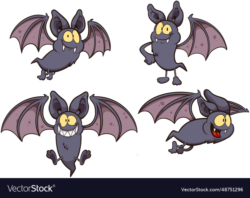 Cartoon bat with different poses and expressions Vector Image