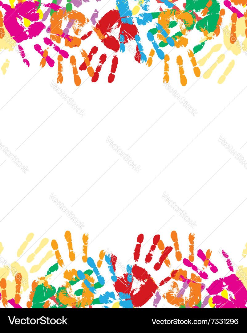 Colorful palm prints in bright colors Royalty Free Vector
