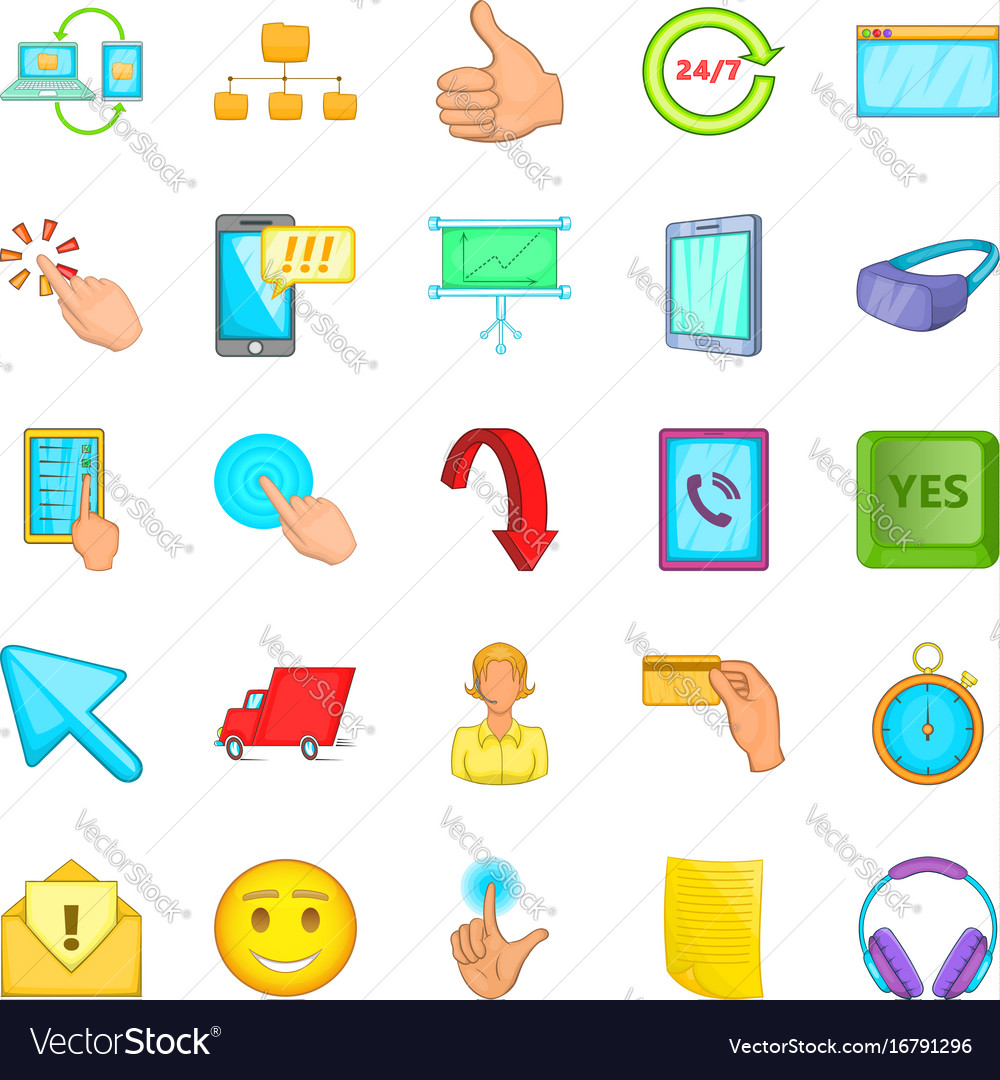 Connection Icons Set Cartoon Style Royalty Free Vector Image