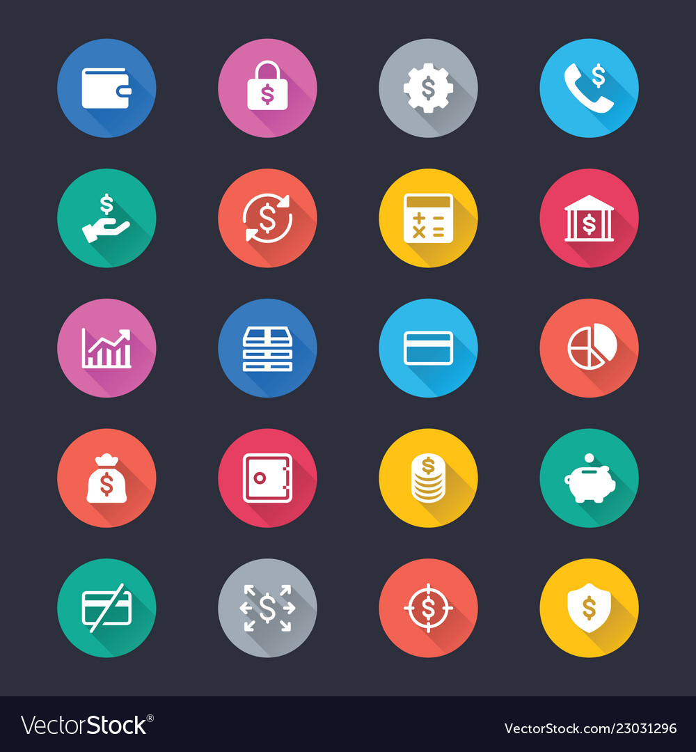 Financial management simple color icons Royalty Free Vector