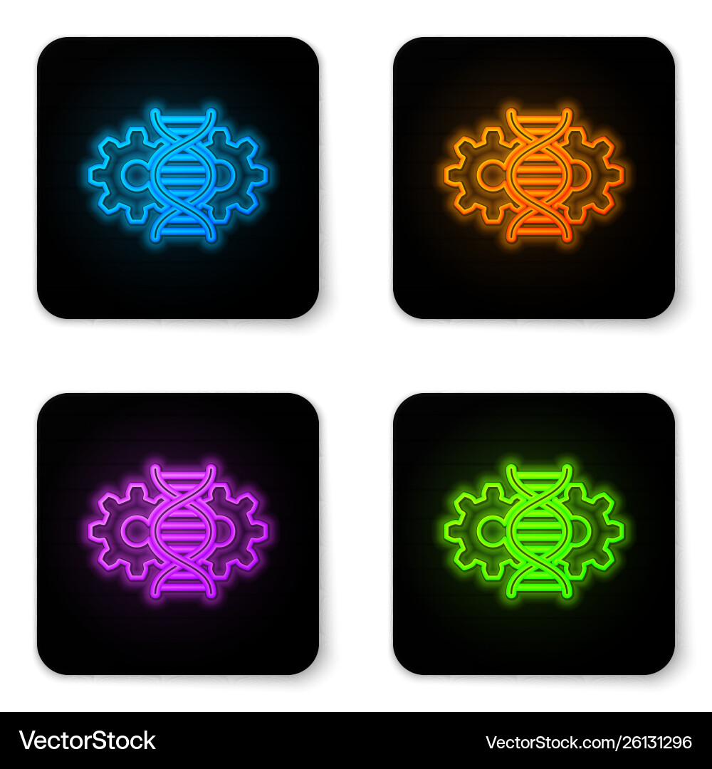 Glowing neon gene editing icon isolated on white Vector Image