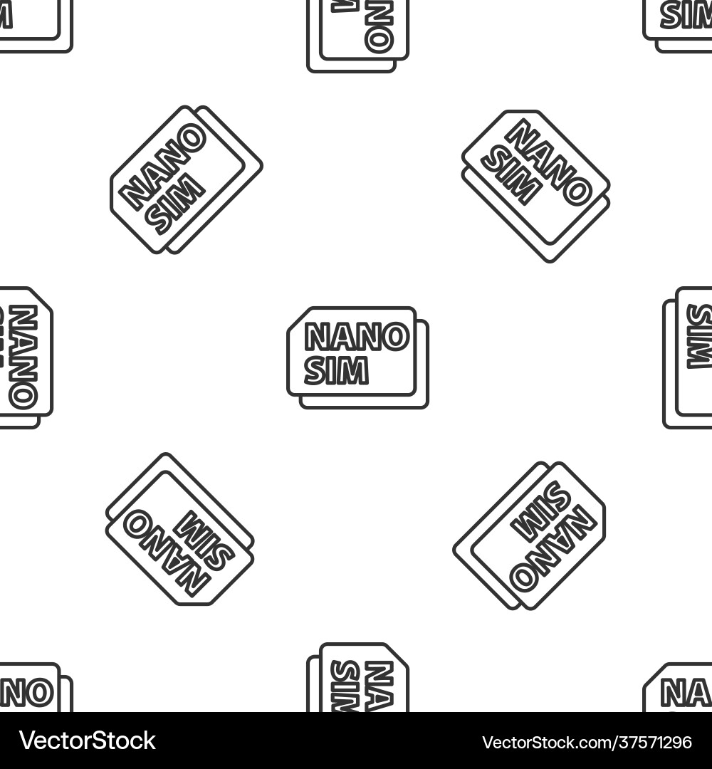 Grey line nano sim card icon isolated seamless Vector Image