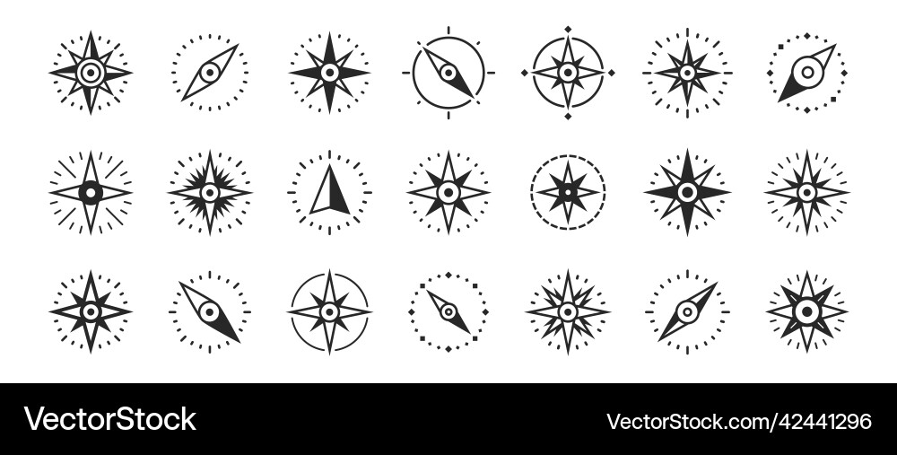 Navigational compass symbol nautical wind rose Vector Image