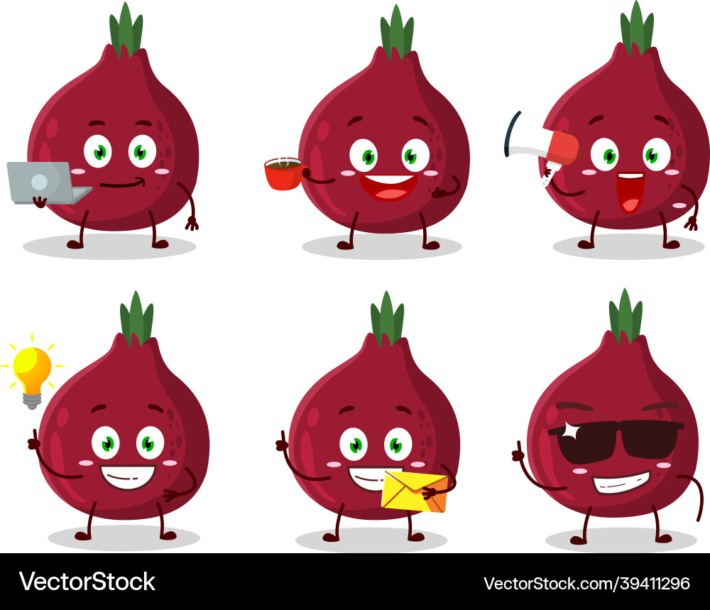 New onion cartoon character with various types Vector Image