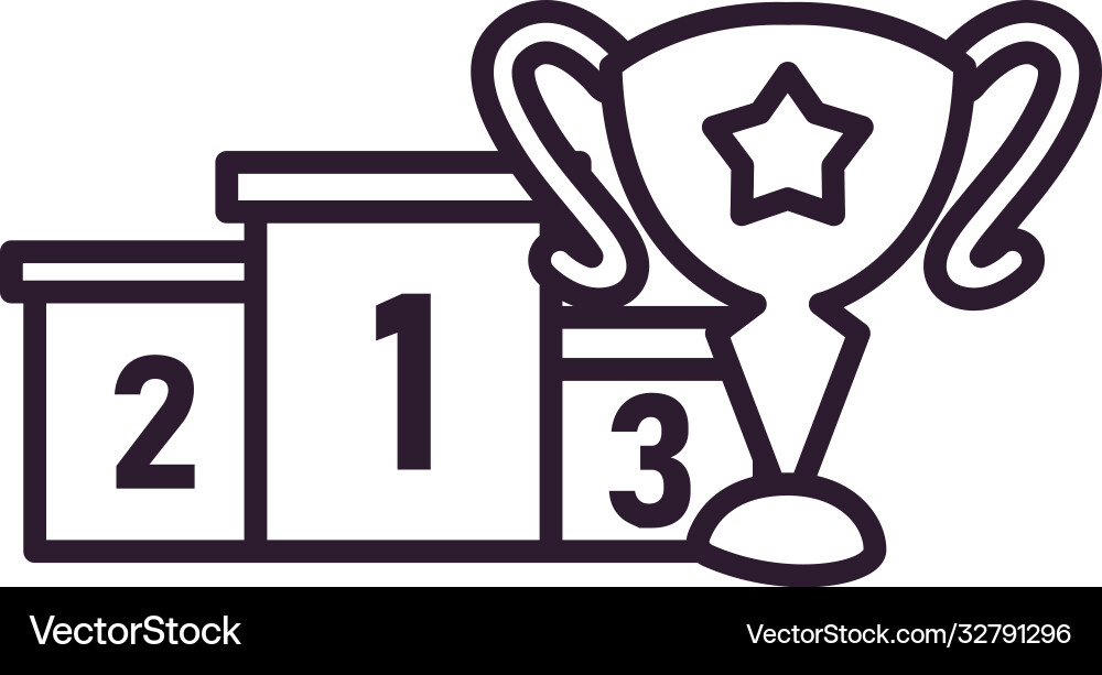 Trophy and podium line style icon design Vector Image