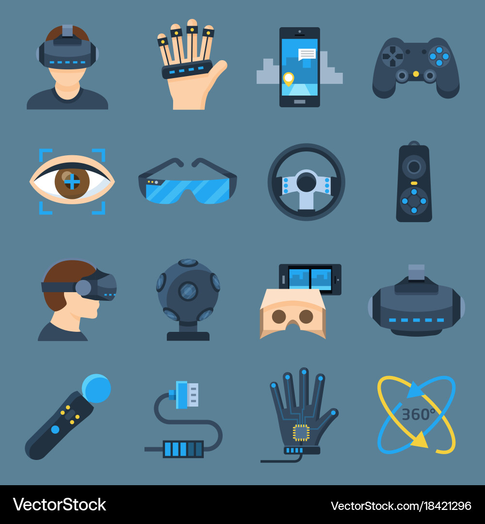 Virtual reality device set Royalty Free Vector Image