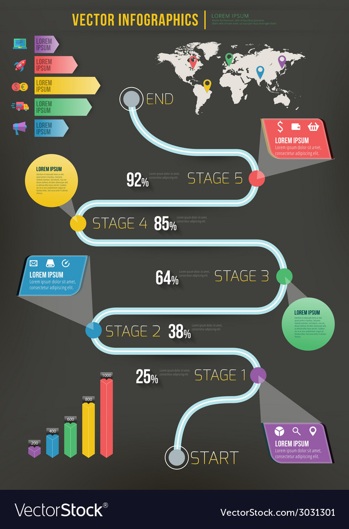 Abstract timeline infographic design workflow Vector Image Abstract timeline infographic design workflow Vector Image