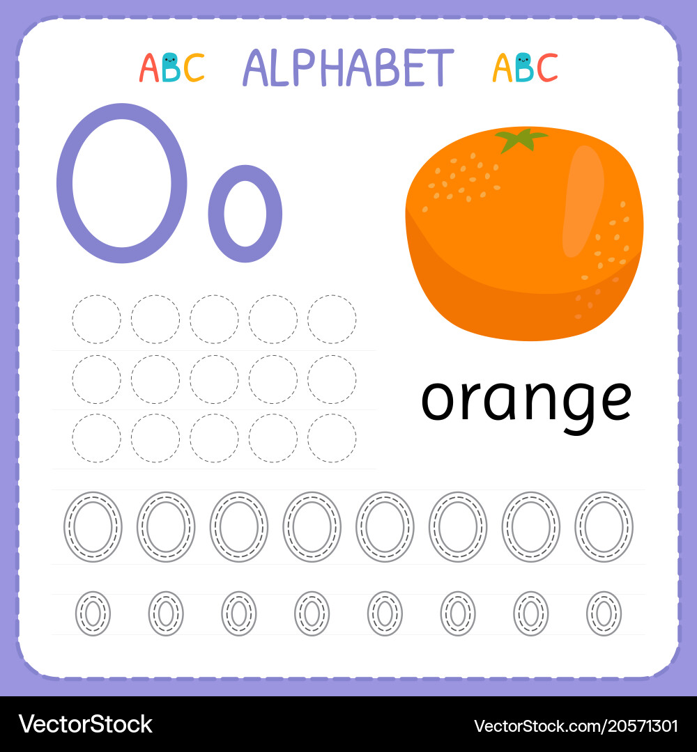 Alphabet tracing worksheet for preschool and Vector Image