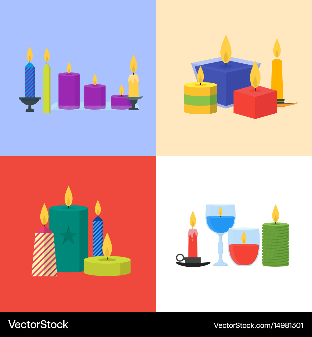 Cartoon candles banner card set Royalty Free Vector Image