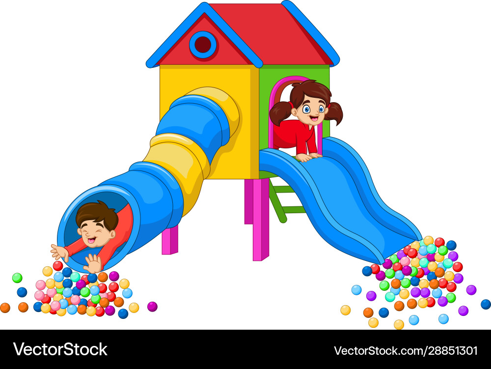 Cartoon children having fun in playground Vector Image