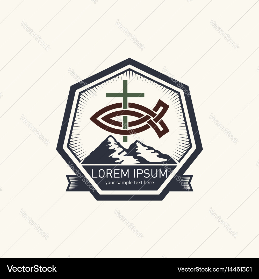 Christian logo with biblical symbols Royalty Free Vector