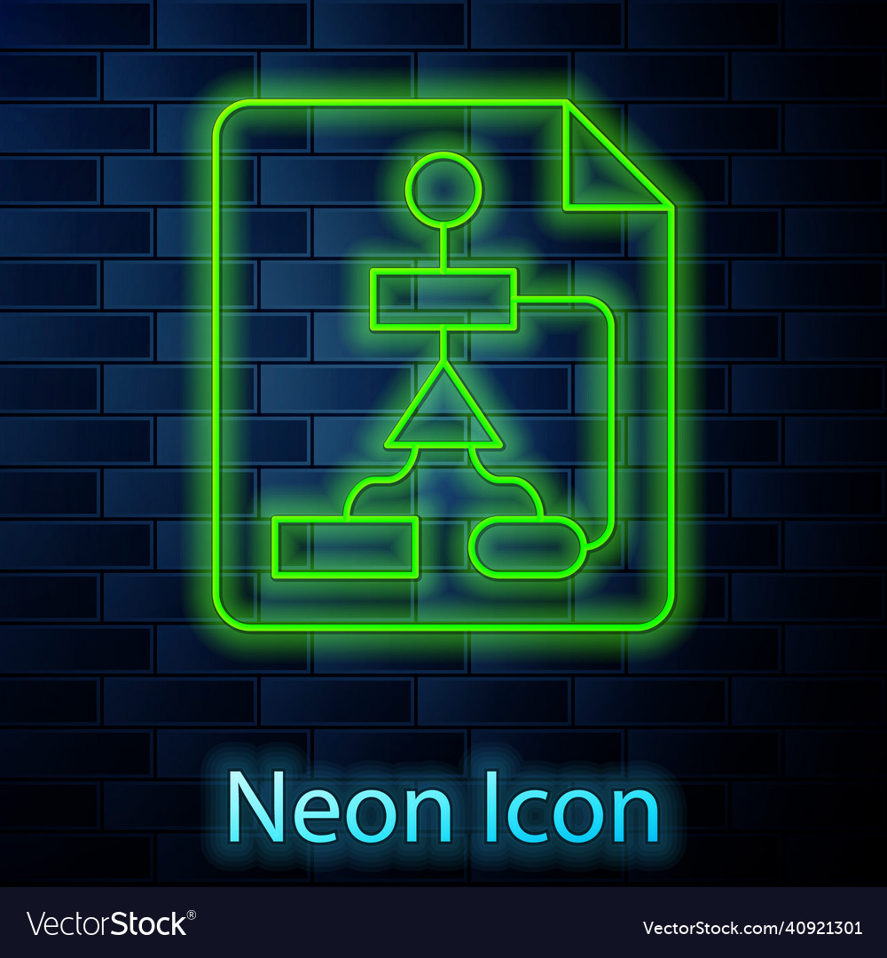 Glowing neon line tile flowchart for program Vector Image
