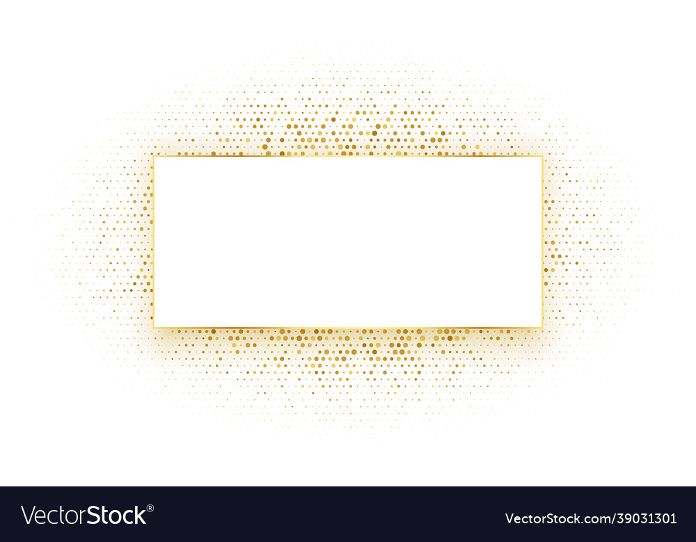 Golden halftone rectangle frame background Vector Image