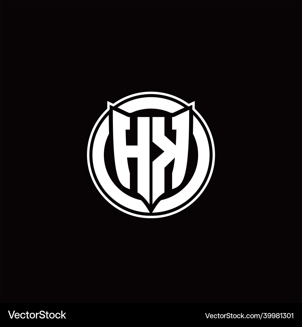 Hk logo monogram with shield and circluar shape Vector Image