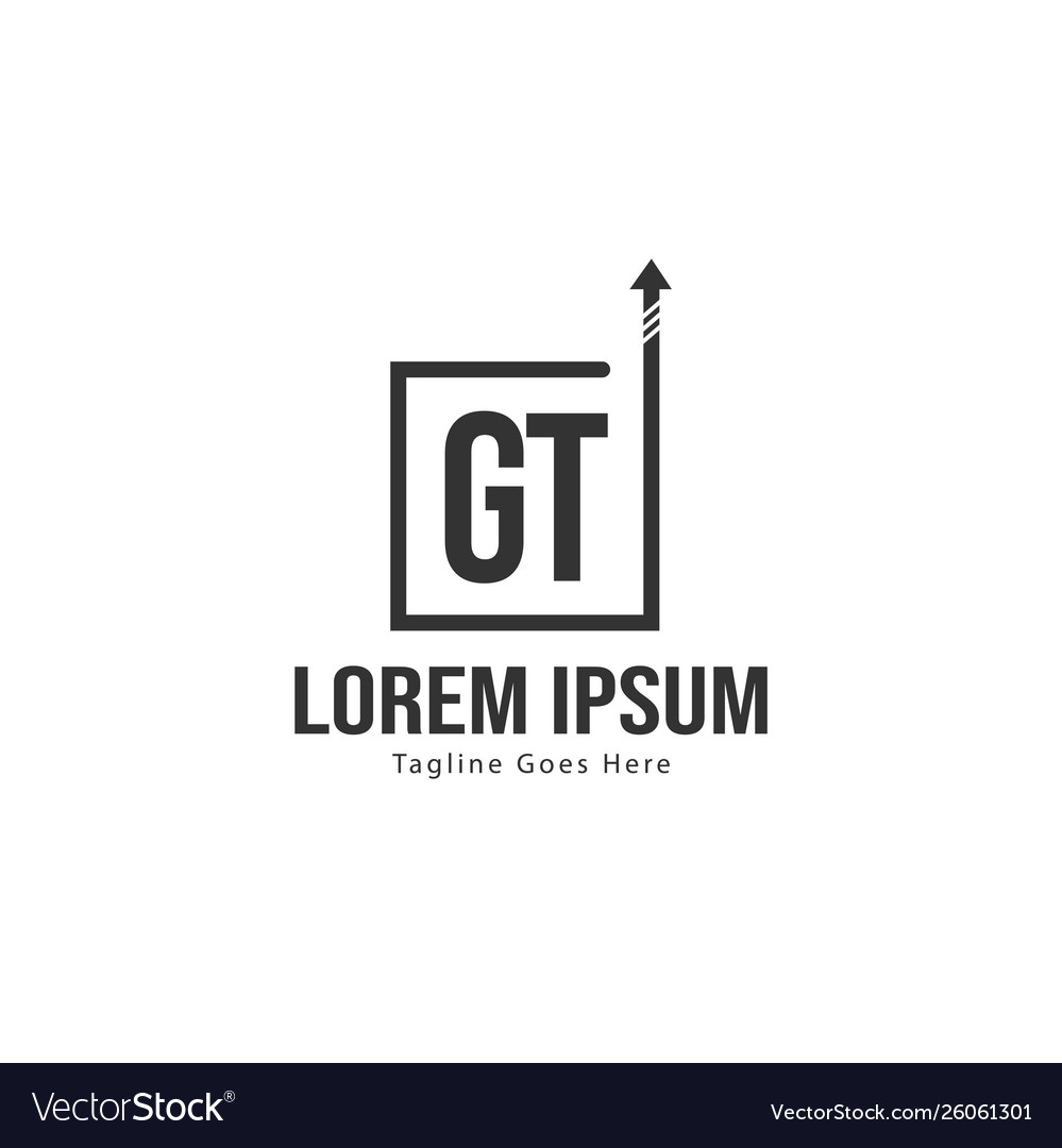 Initial gt logo template with modern frame Vector Image