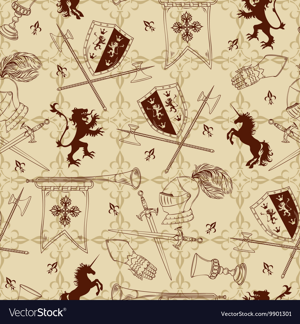 Knight seamless pattern Royalty Free Vector Image