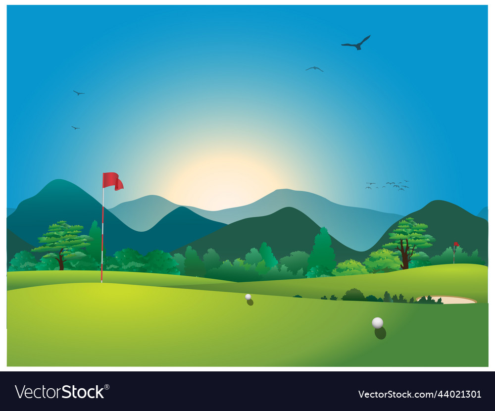 Mountain golf course Royalty Free Vector Image