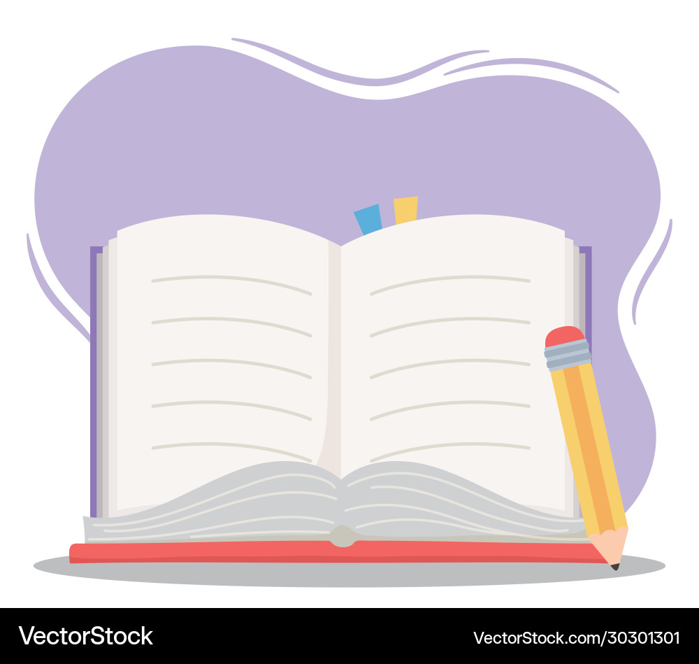 Online education open book and pencil school Vector Image