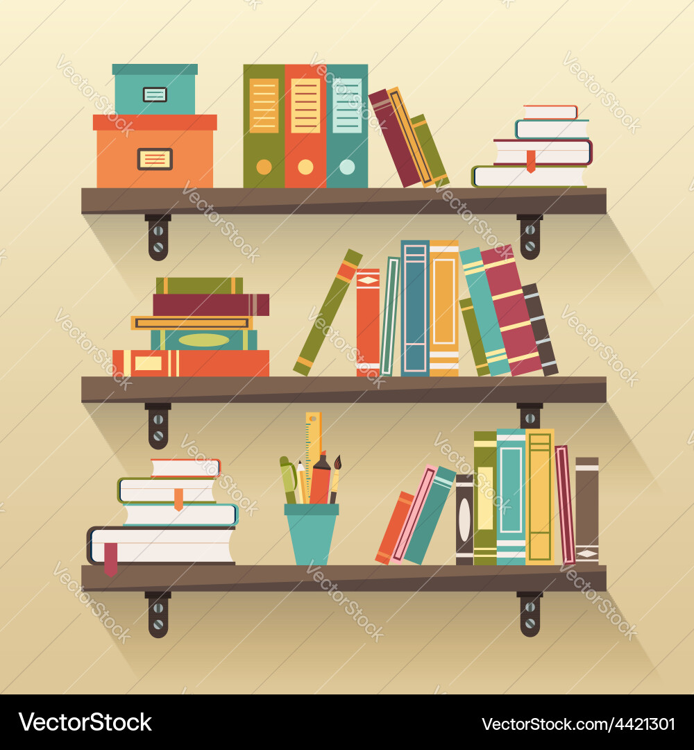Shelves with colorful books Royalty Free Vector Image