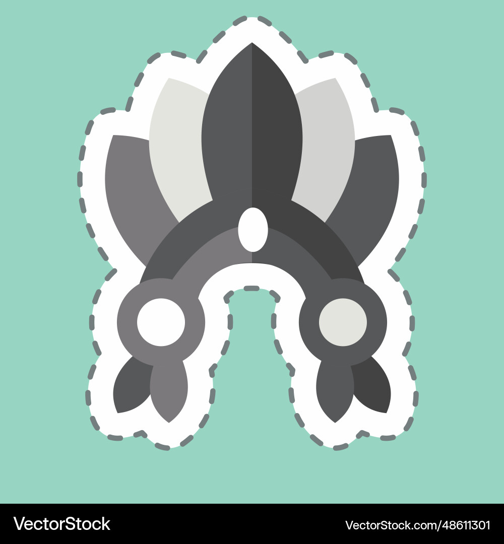Sticker line cut indian red crown related Vector Image