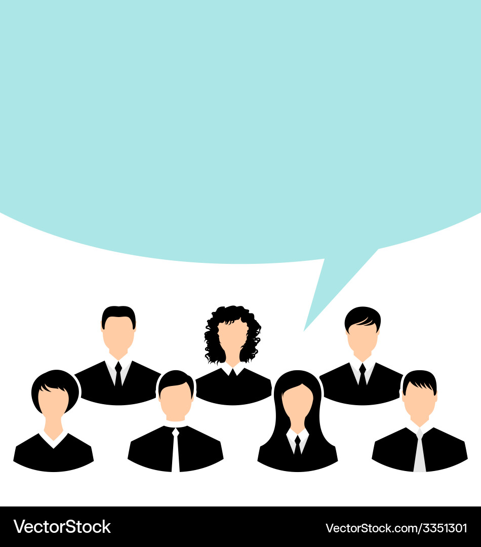 Unity of business people team with speech bubble Vector Image