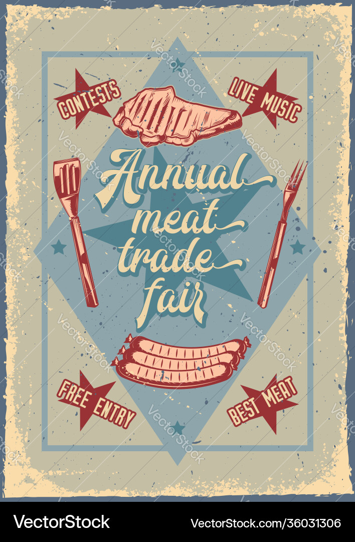 Advertising poster design with grilled meat Vector Image