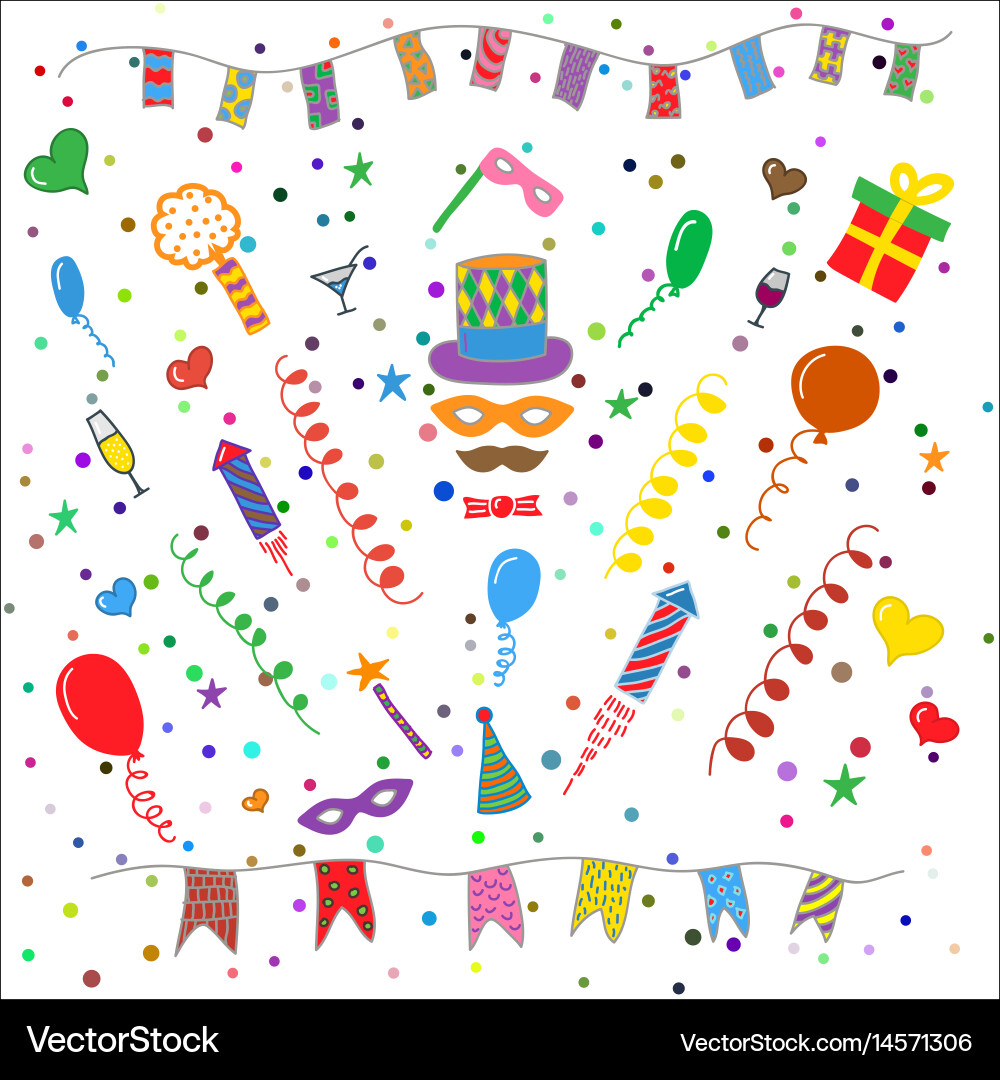Birthday party symbols collection Royalty Free Vector Image