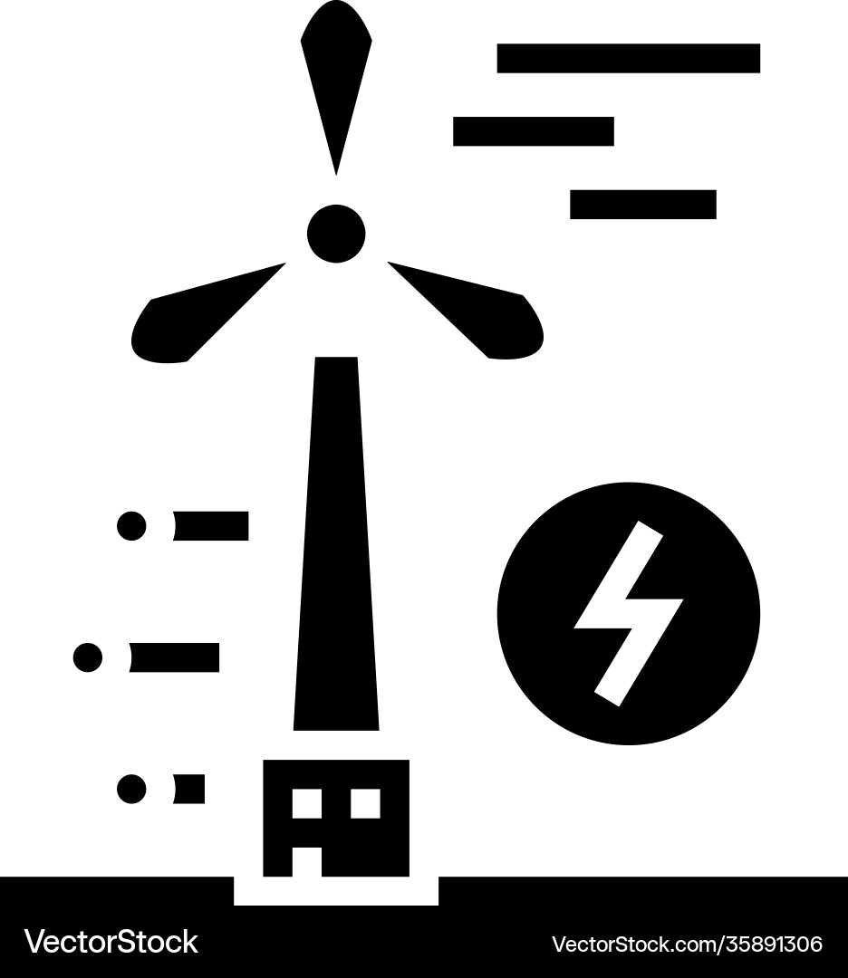 Energy turbine glyph icon black Royalty Free Vector Image
